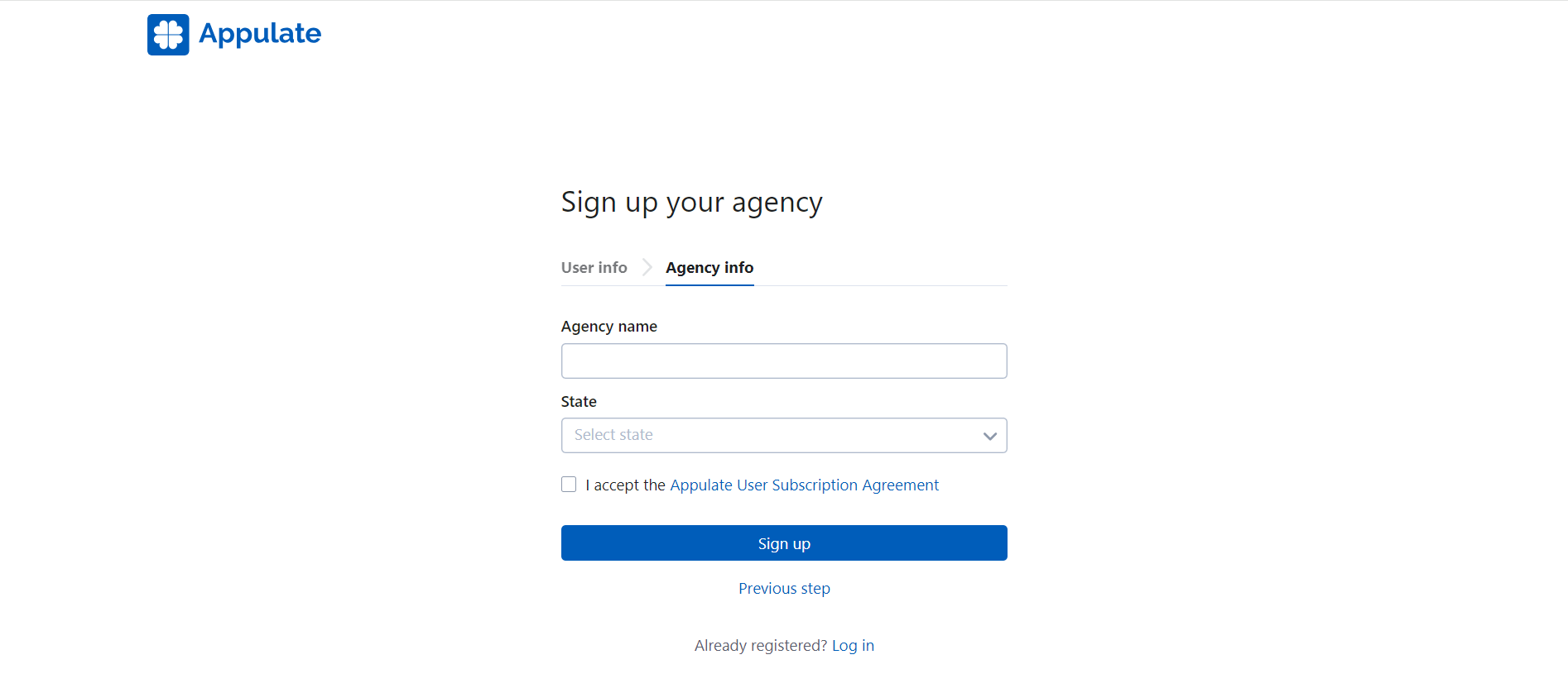Signing up for agencies